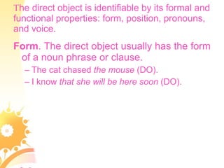 Predicates, the direct object & indirect object | PPT