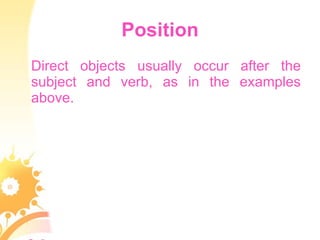 Predicates, the direct object & indirect object | PPT