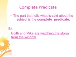 Predicates, the direct object & indirect object | PPT