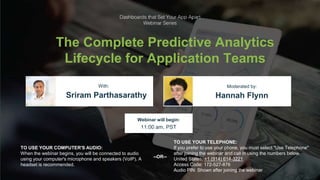 Dashboards that Set Your App Apart: The Complete Predictive Analytics Lifecycle for Application ...