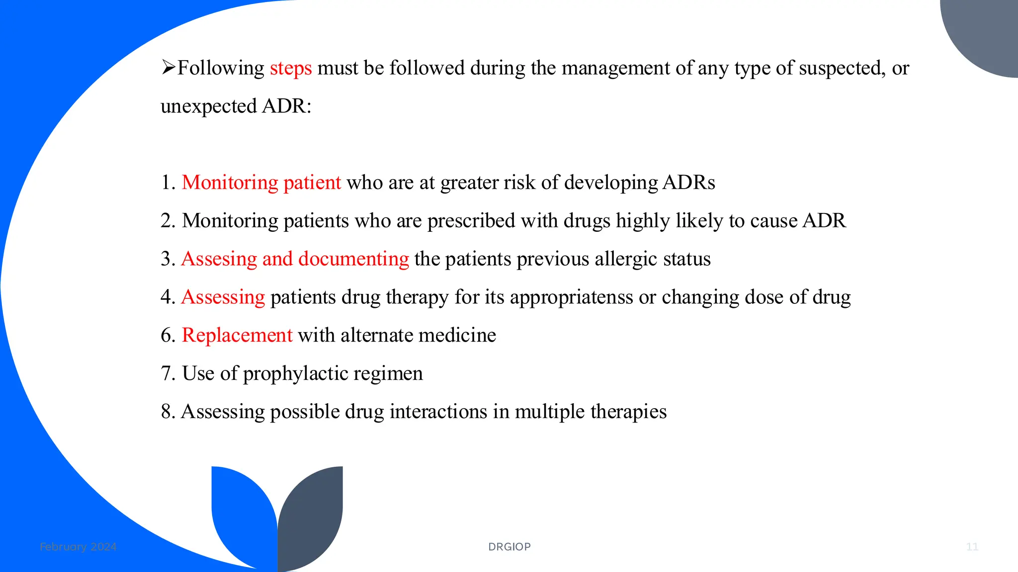 Predictabilty and Preventability Assessment, Management of ADR ...