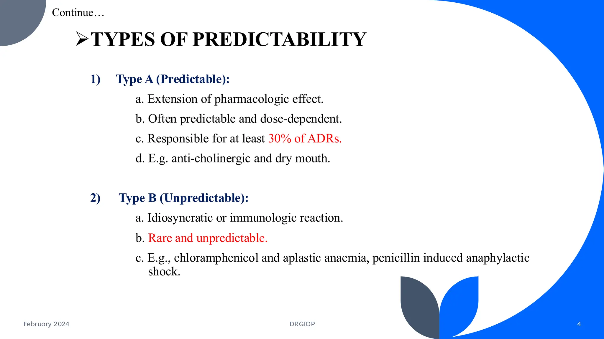 Predictabilty and Preventability Assessment, Management of ADR ...