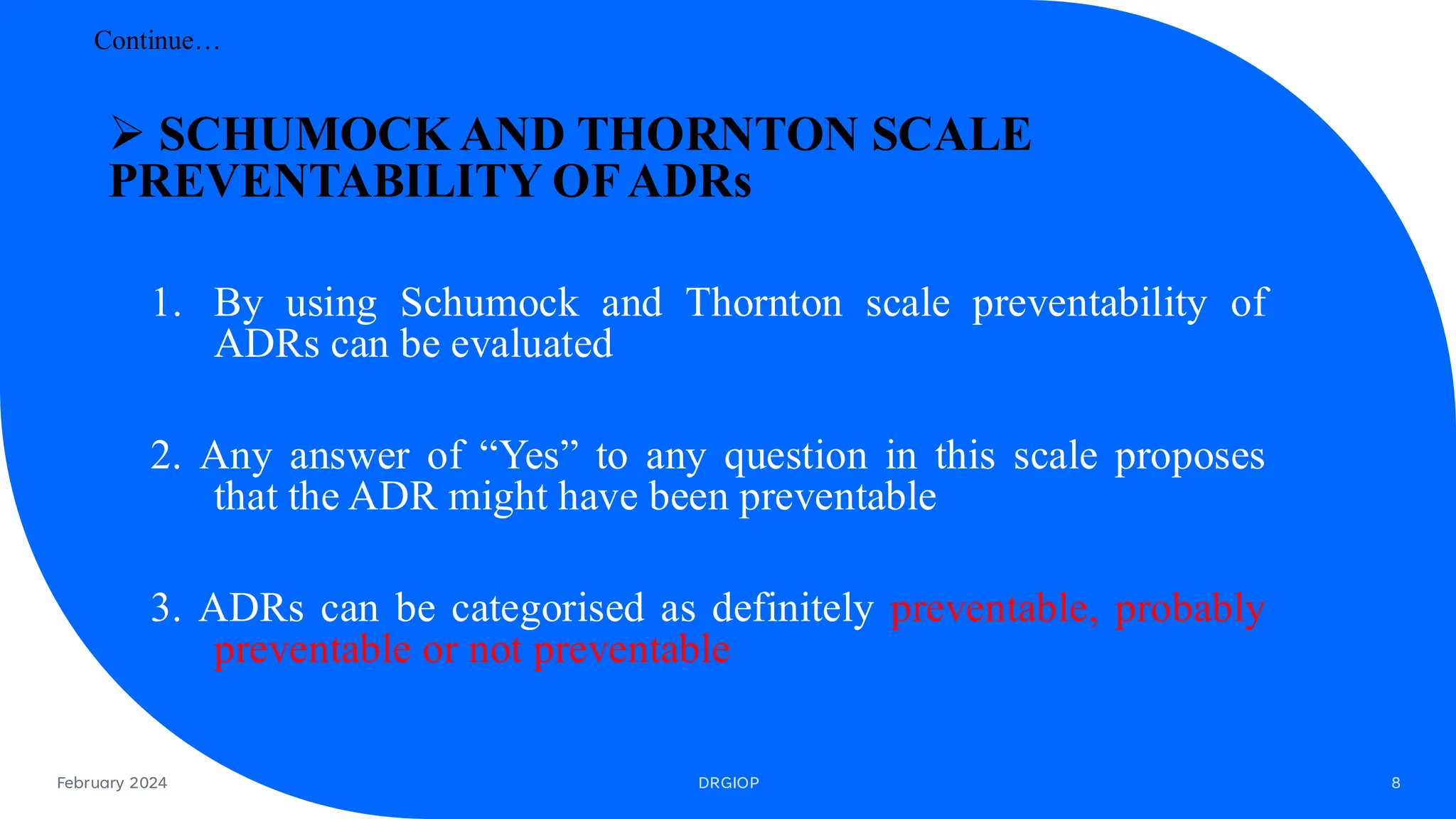 Predictabilty and Preventability Assessment, Management of ADR ...