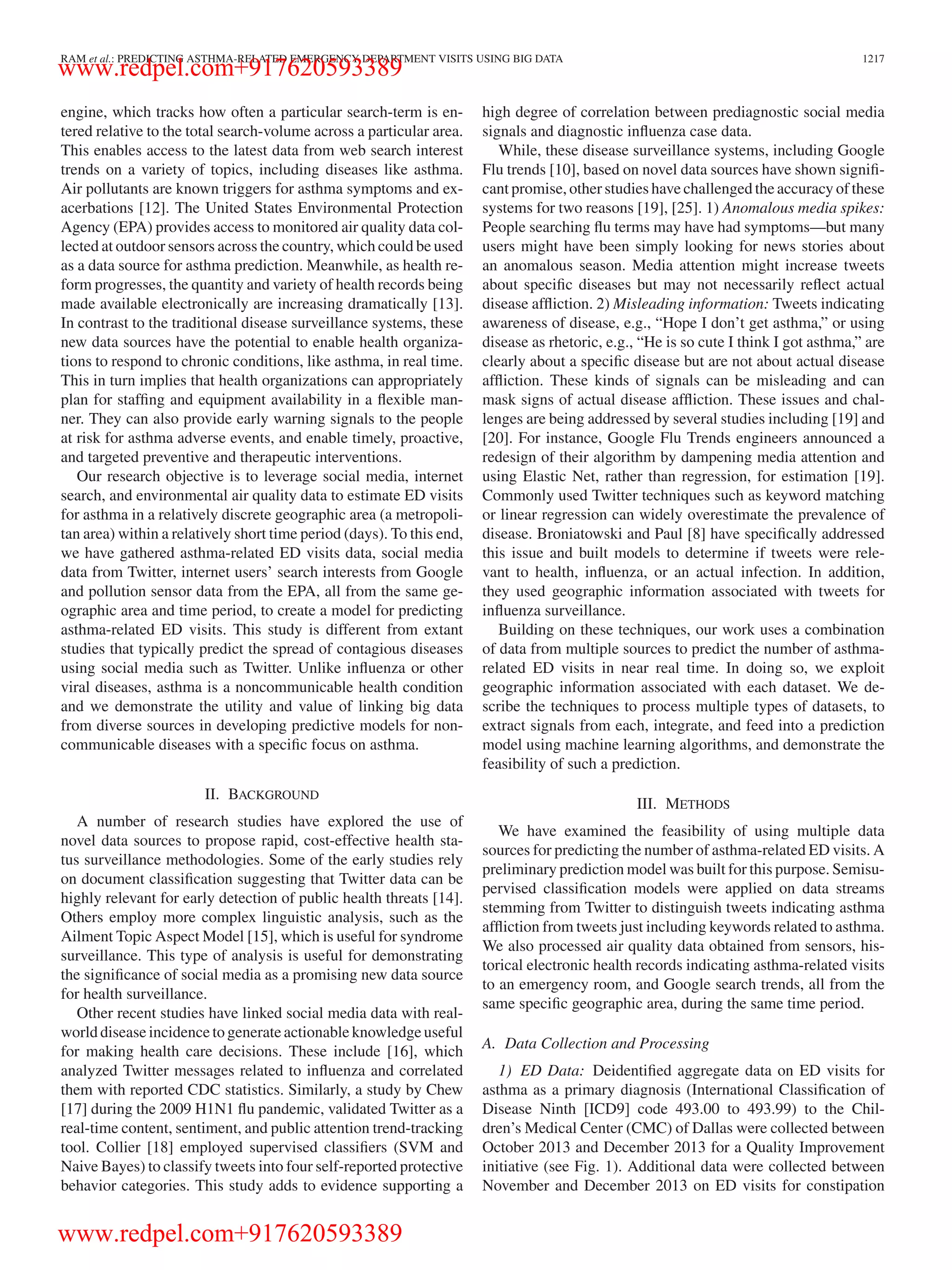 Predicting asthma related emergency department visits using big data | PDF