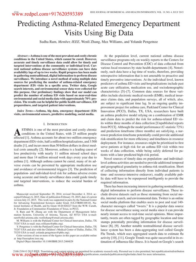 Predicting asthma related emergency department visits using big data | PDF