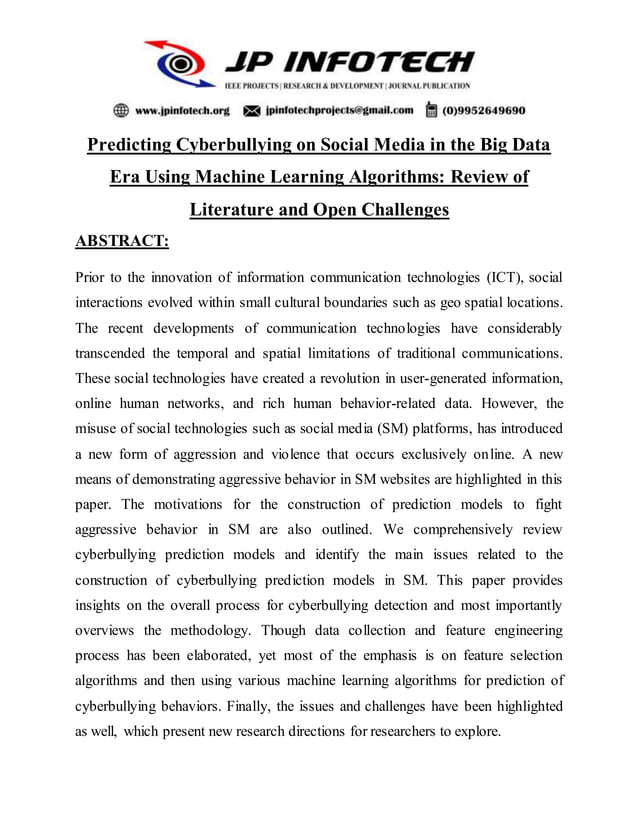 Predicting Cyberbullying On Social Media In The Big Data Era Using Machine Learning Algorithms