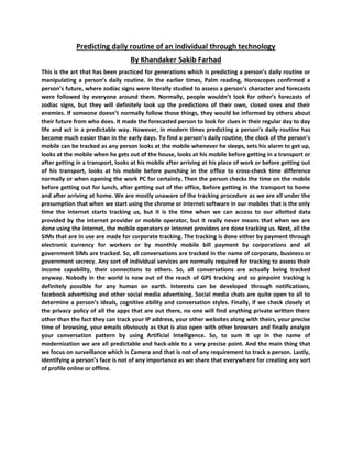 Predicting daily routine of an individual through technology | PDF