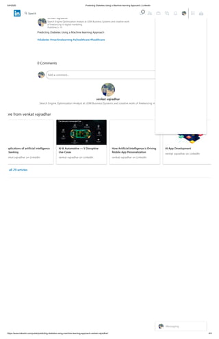 Predicting diabetes using a machine learning approach linked in | PDF