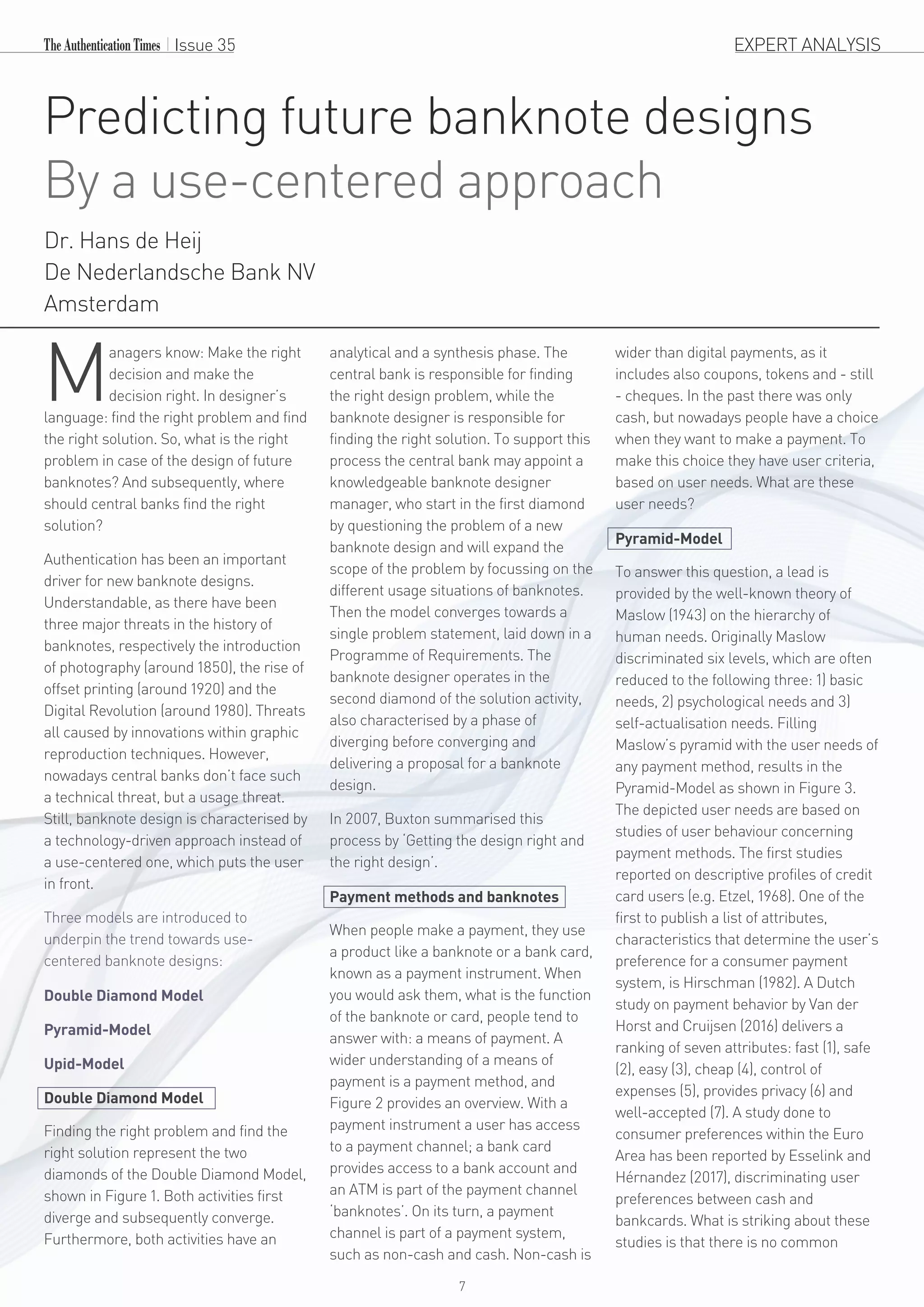 Predicting future banknote designs by a use centered approach dr hans ...