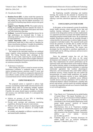 Predicting Mental Health Outcomes Using Wearable Device Data and Machine Learning | PDF