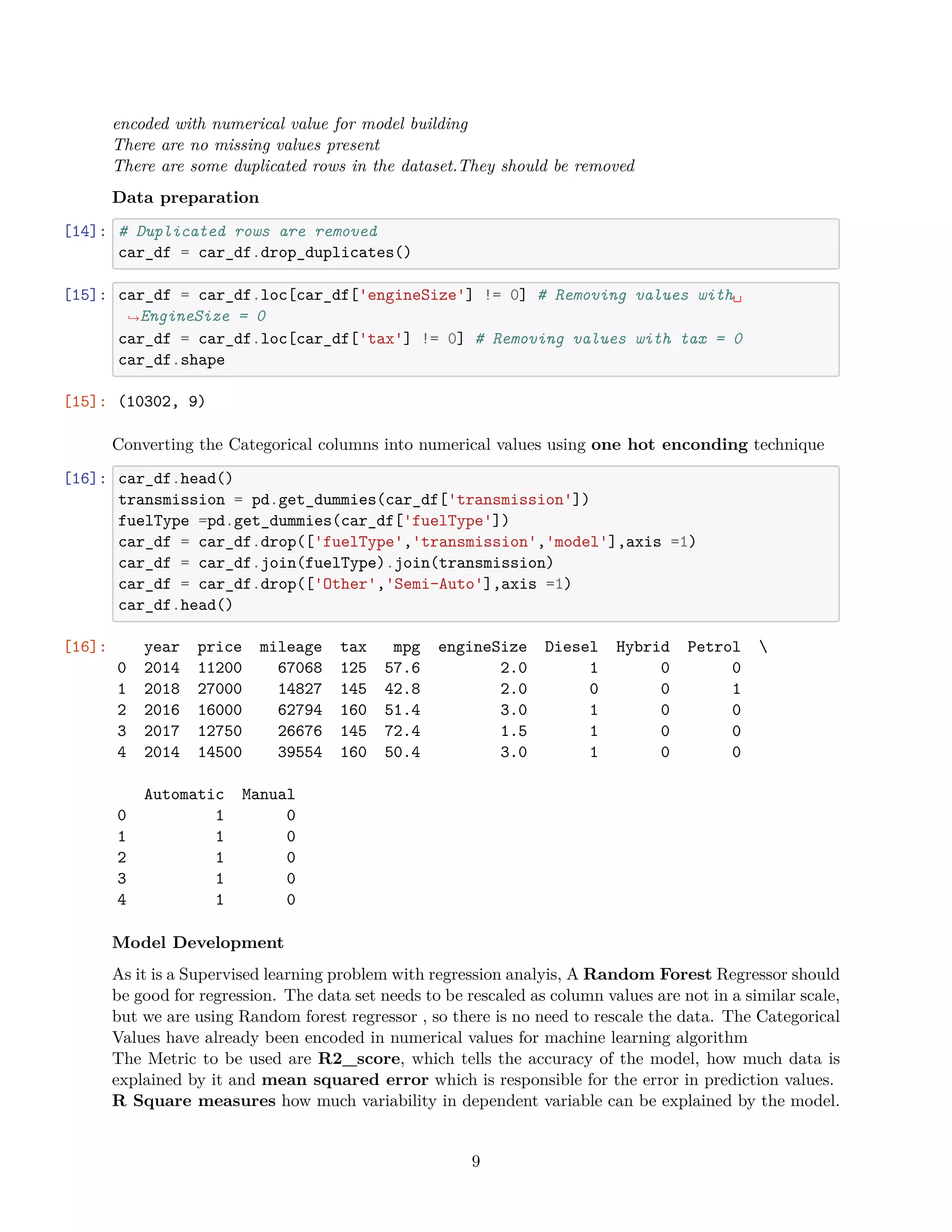 Predicting model for prices of used cars | PDF