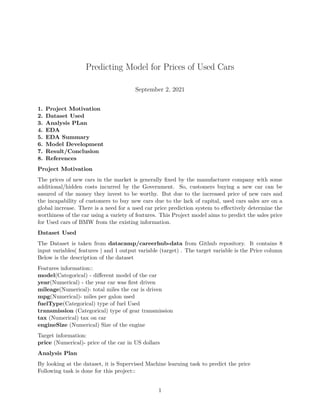 Predicting model for prices of used cars | PDF