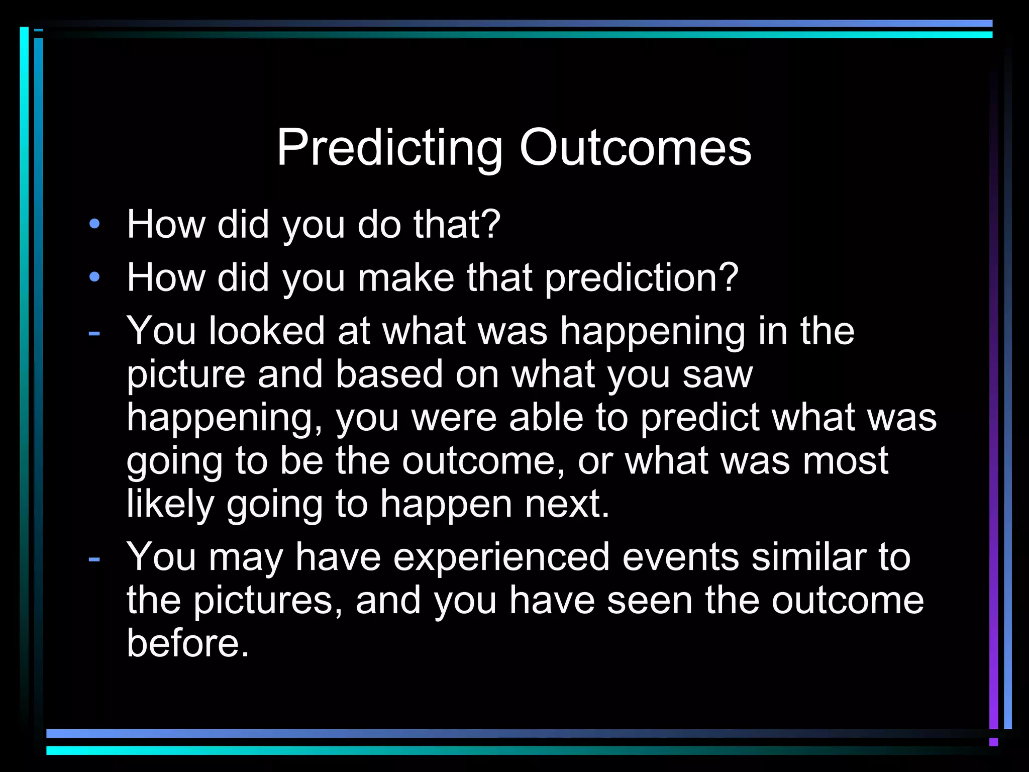 Predicting outcomes(Michael) | PPT