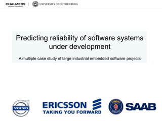 Predicting reliability of software systems under development | PDF