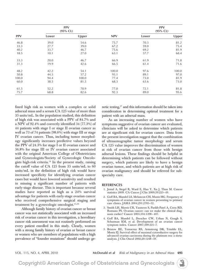 Predicting risk of_malignancy_in_adnexal_masses.4 | PDF | Cancer | Diseases and Conditions