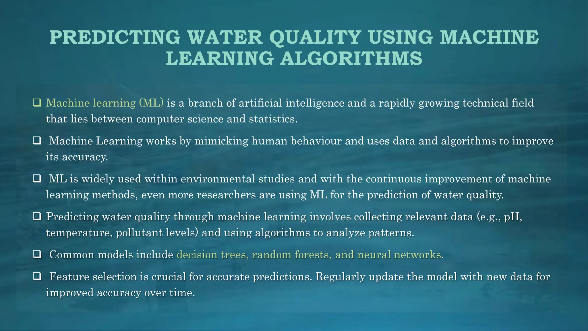 PREDICTING RIVER WATER QUALITY ppt presentation | PPTX