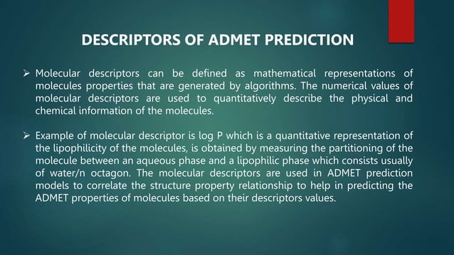 PREDICTION AND ANALYSIS OF ADMET PROPERTIES OF NEW.pptx ...