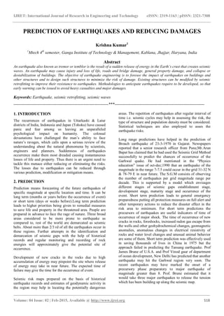 Prediction of earthquakes and reducing damages | PDF | Civil ...