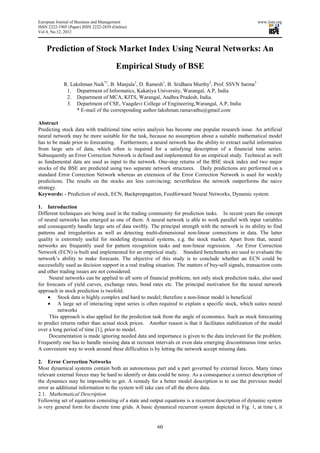 Prediction of stock market index using neural networks an empirical ...