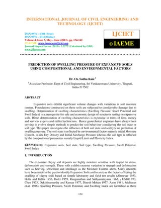 Prediction of swelling pressure of expansive soils using compositional and | PDF | Geology | Science