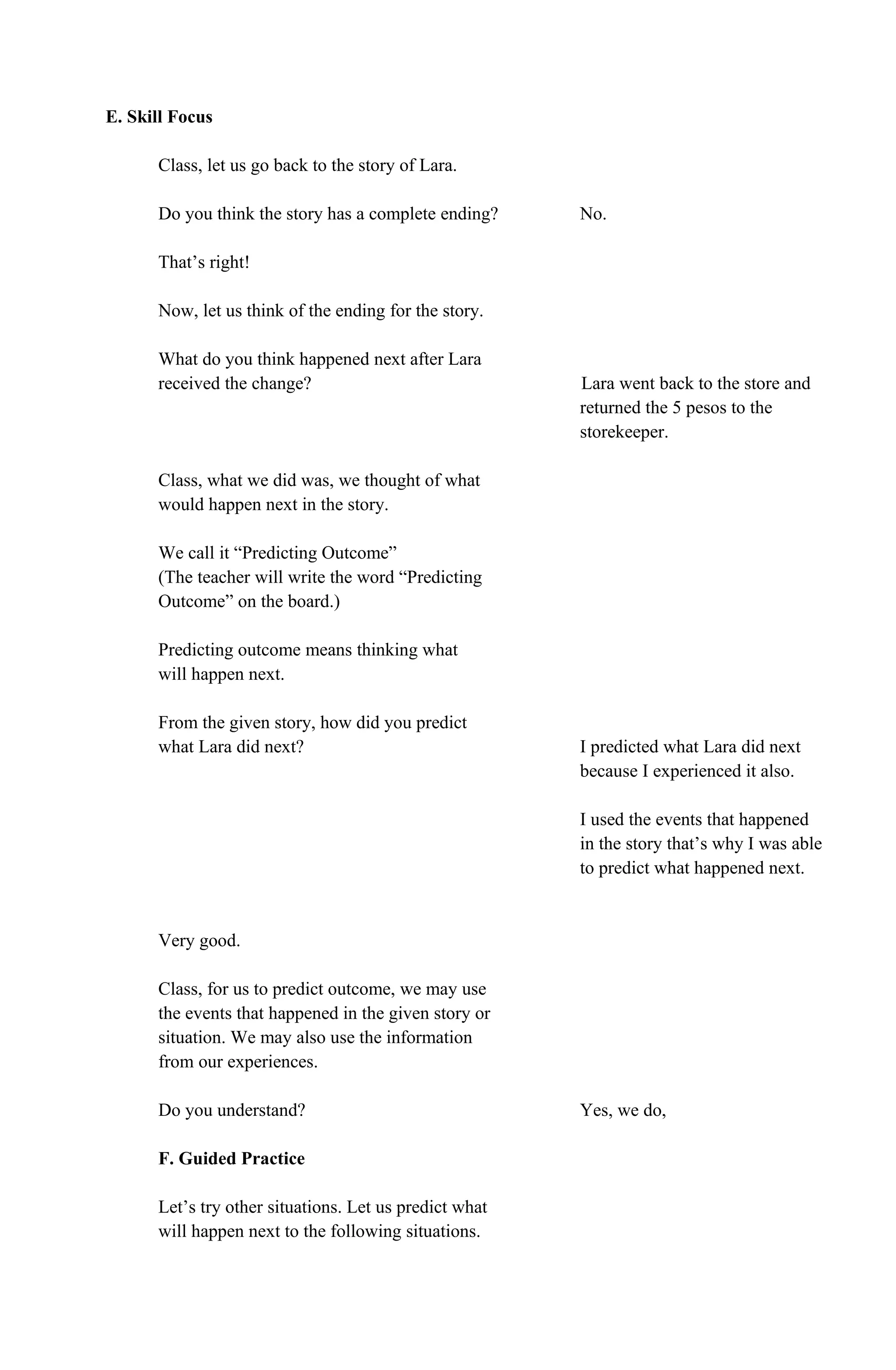 PREDICTING OUTCOME | DOC