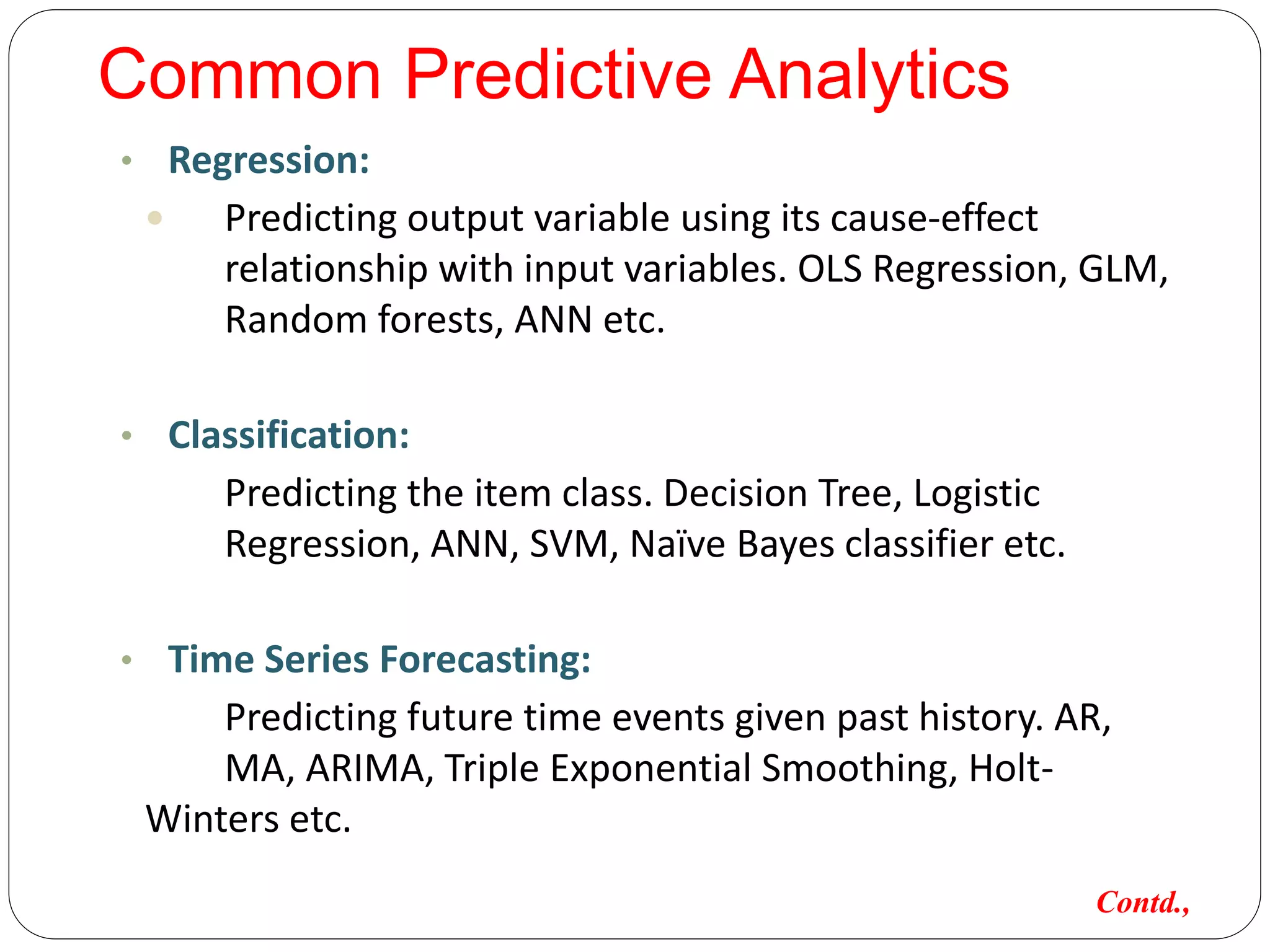 Predictive analytics | PPTX | Databases | Computer Software and Applications