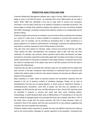 From CRM to Data Mining: Predictive Analytics for Precision Marketing | PDF