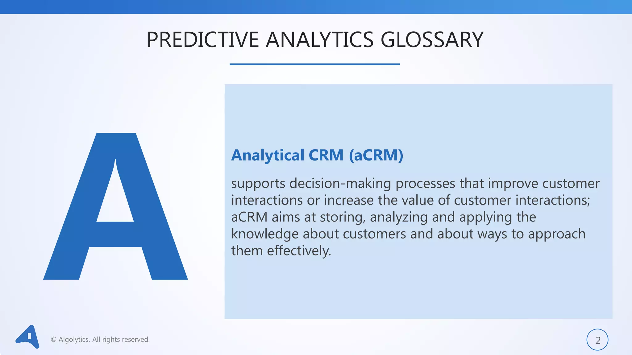 Predictive Analytics Glossary | PPT