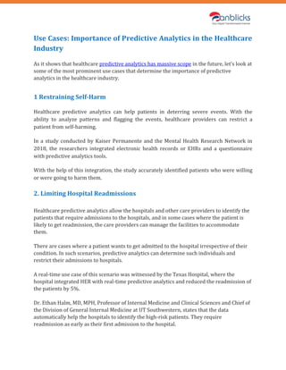 Predictive Analytics: Revolutionizing Healthcare Sector to the Core | PDF