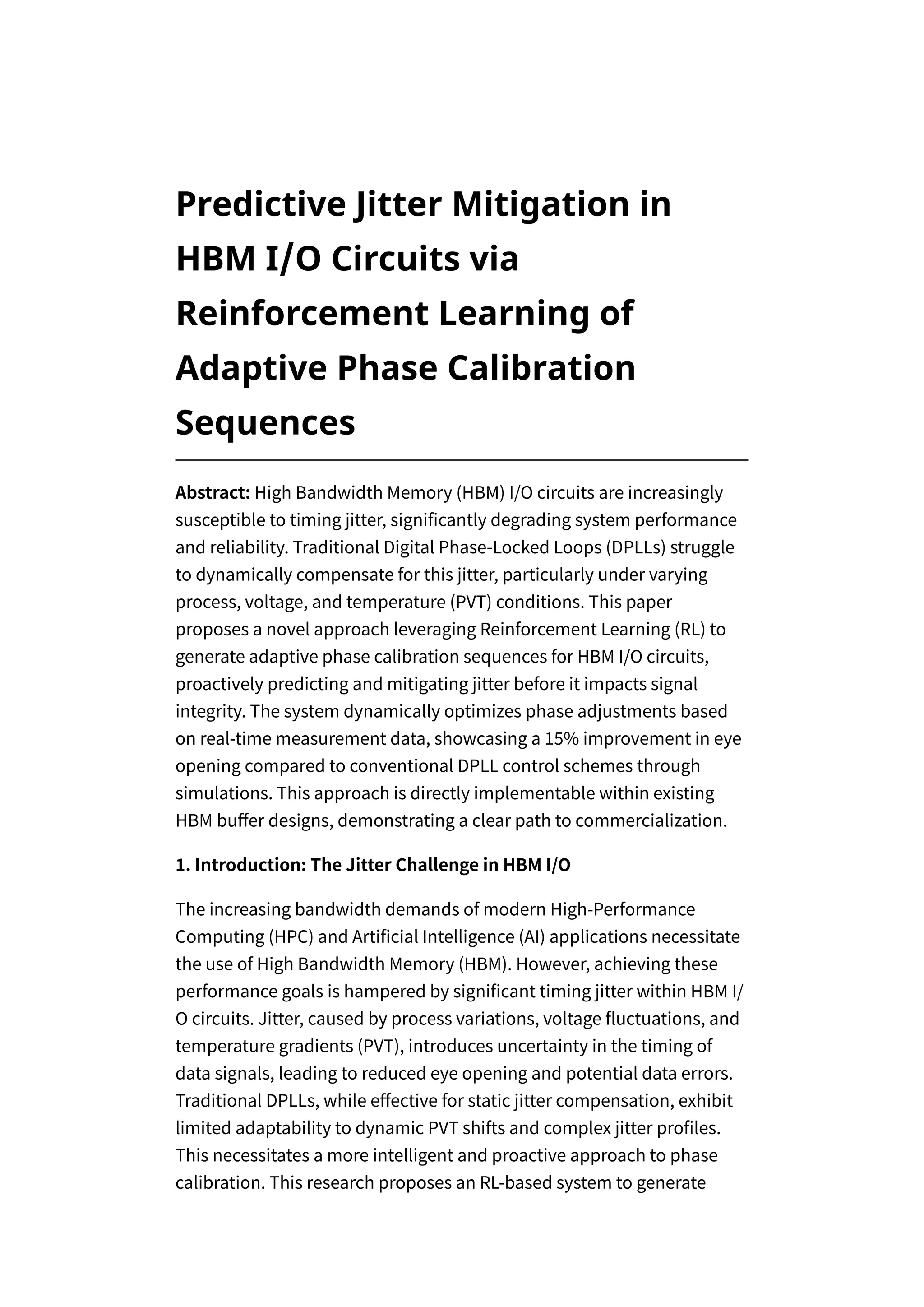 Predictive Jitter Mitigation in HBM IO Circuits via Reinforcement ...