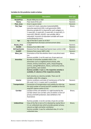 Predictive modeling for resale hdb evaluation price | PDF