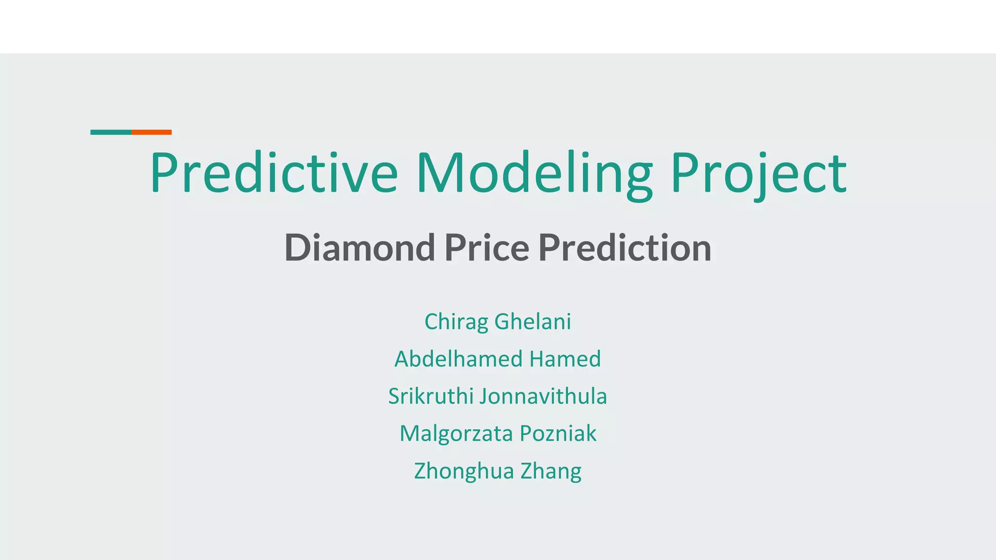 Diamond Price Prediction | PPTX