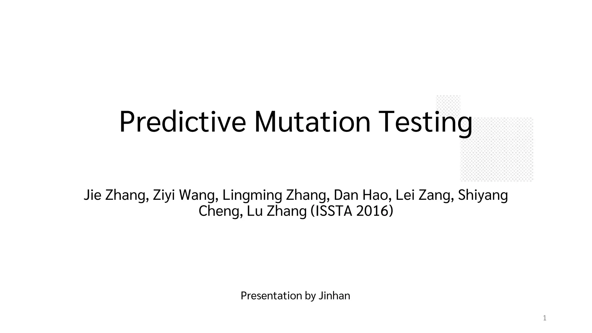 [review] Predictive Mutation Testing Pdf