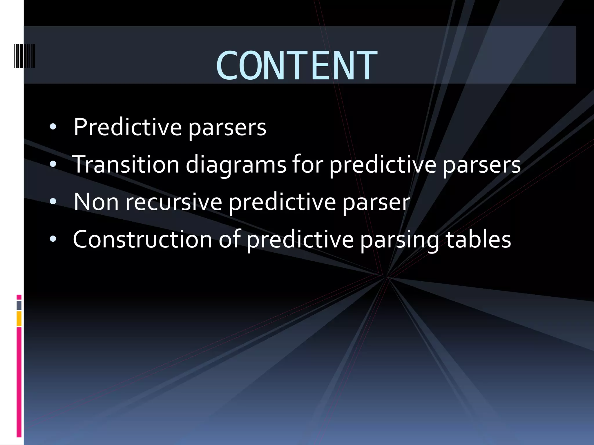 Predictive Parser Pptx Programming Languages Computing