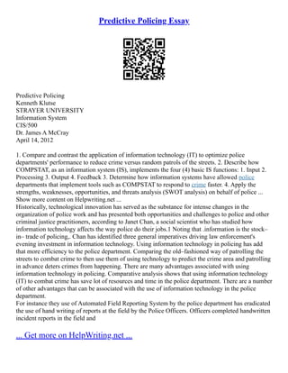 Predictive Policing Essay | PDF