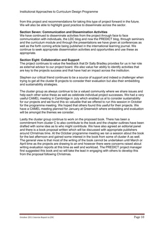 PREDICT Project Interim Report Oct 2011 | PDF | Education industry ...