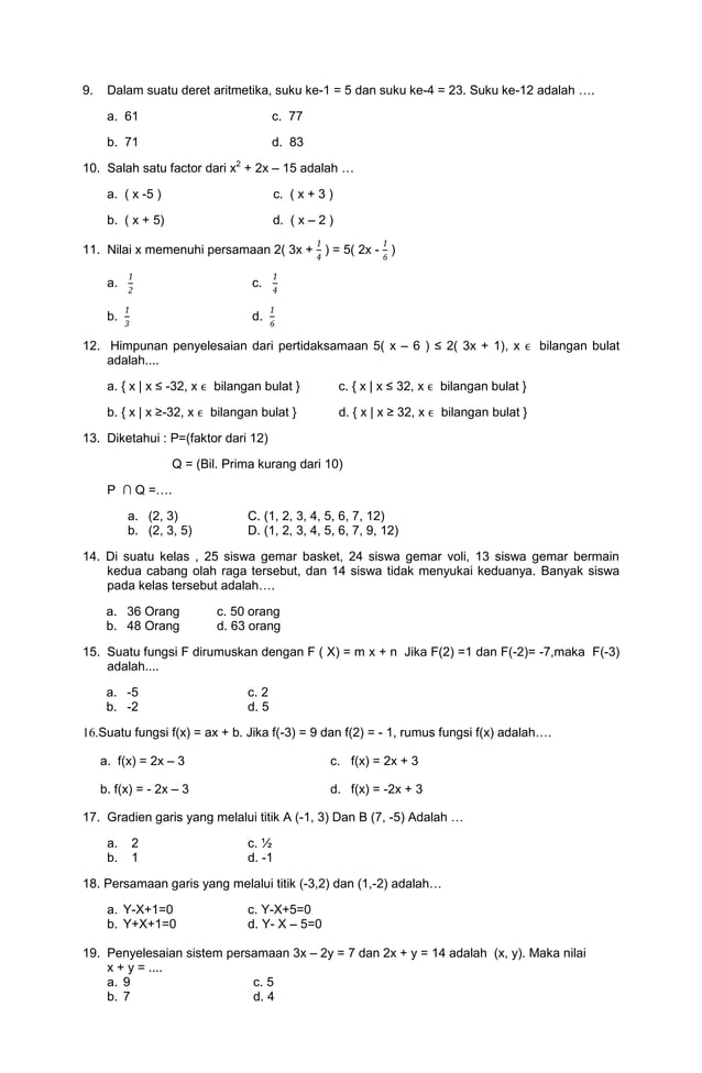 Latihan soal Matematika UN 2013 Paket 17 | PDF