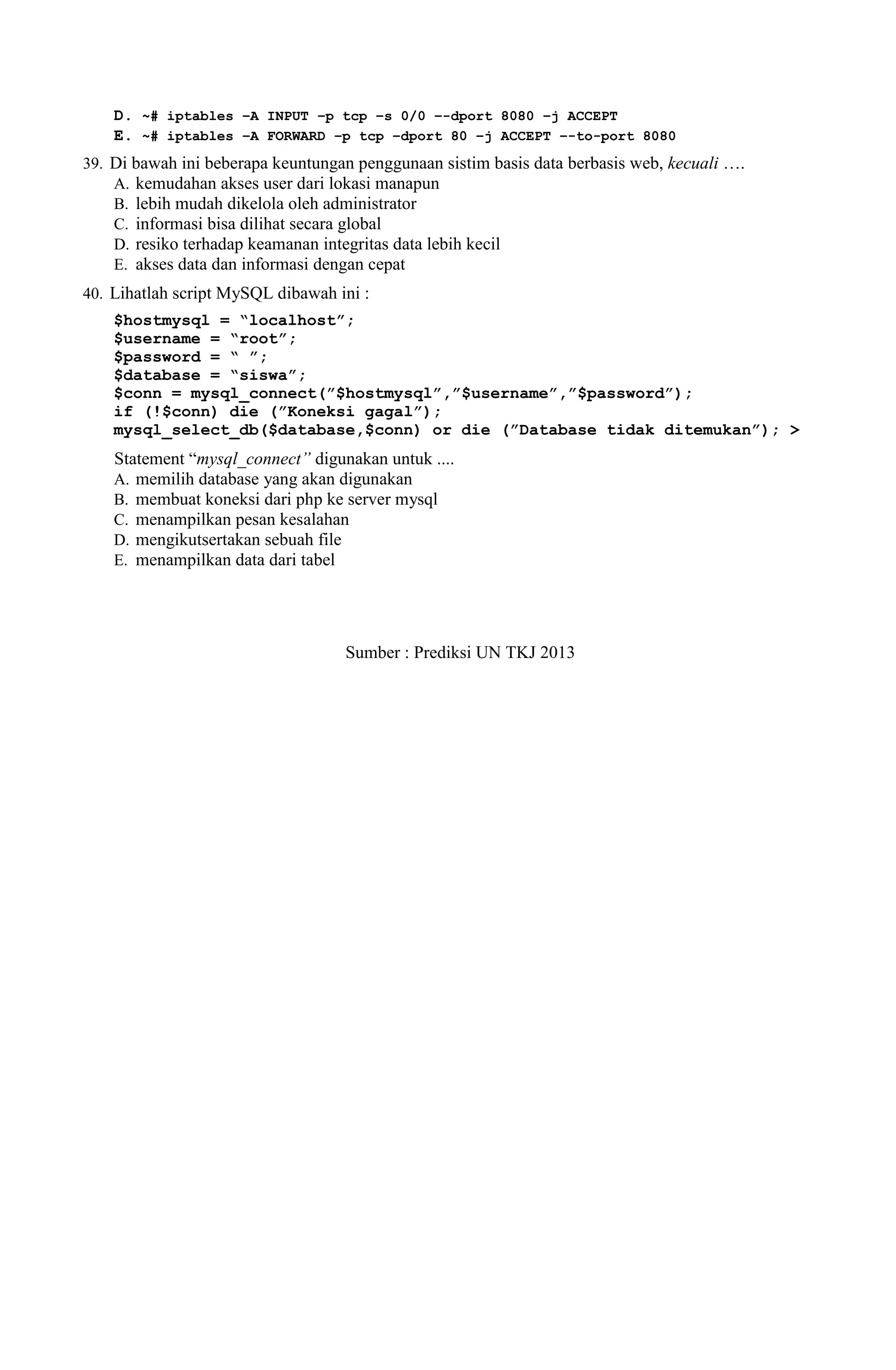 Latihan Ujian Teori TKJ | PDF