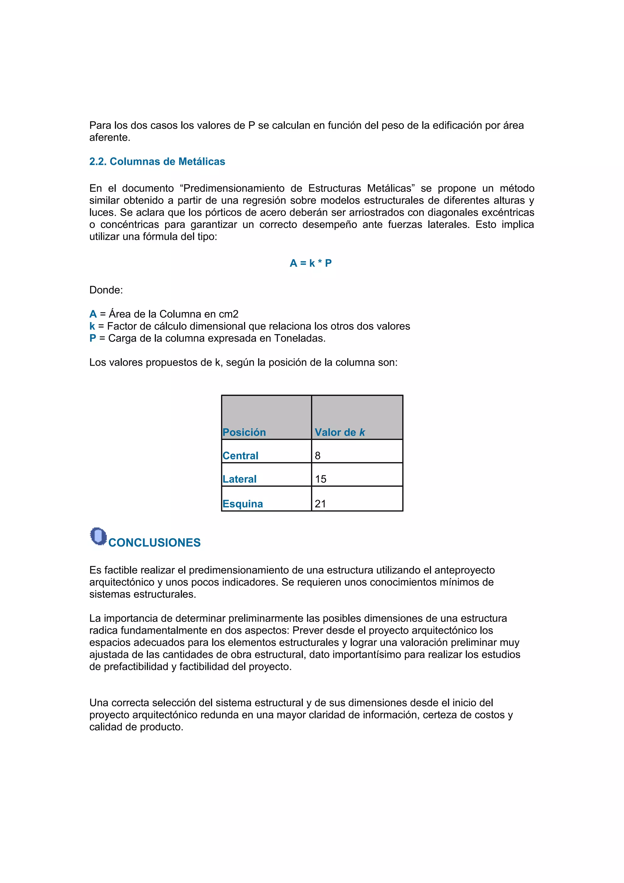 Predimensionamiento de columnas en acero estructural | DOC