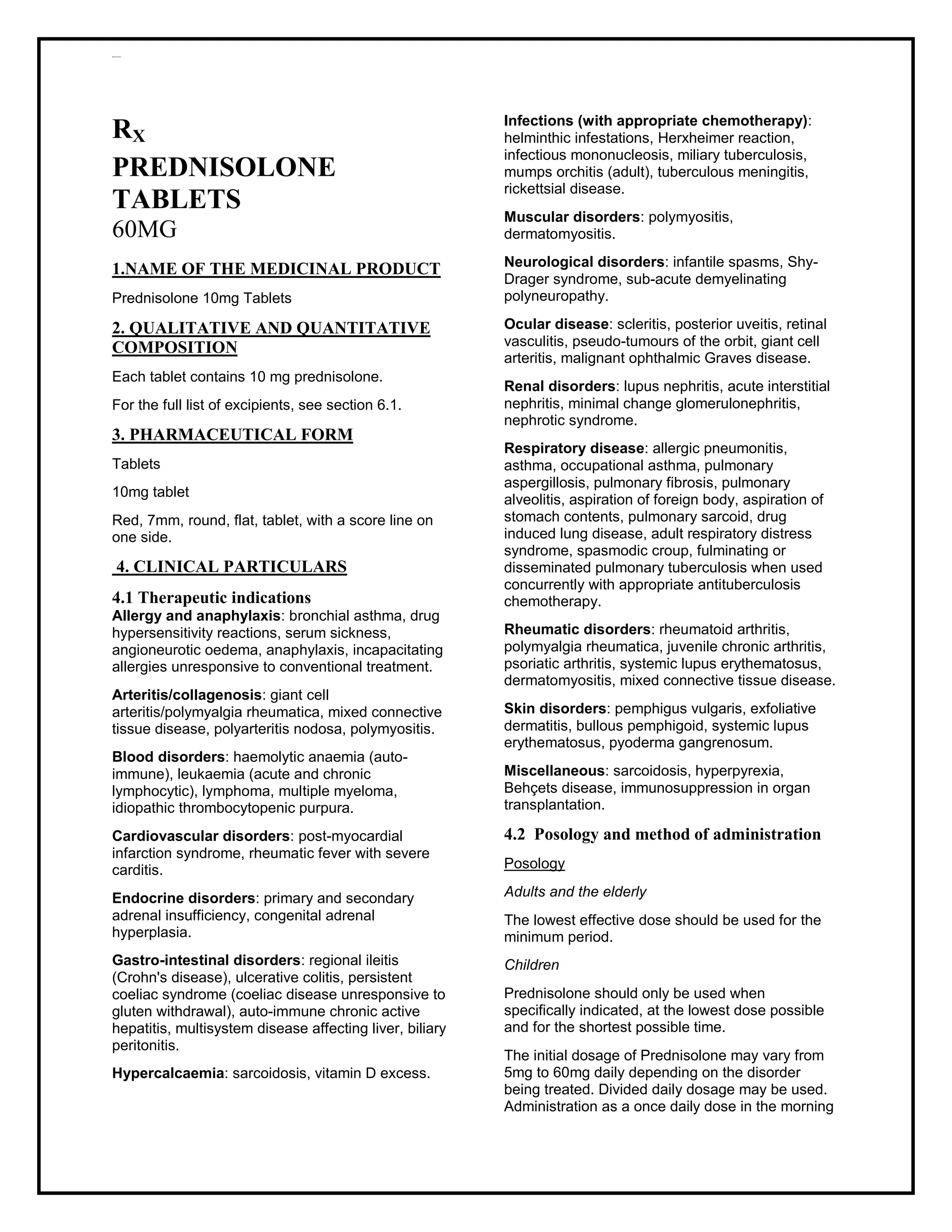 Prednisolone 10mg tablets smpc taj pharmaceuticals | PDF