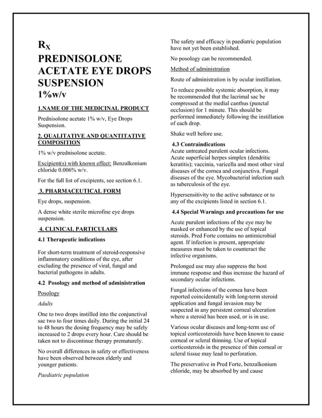 Prednisolone acetate 1% eye drops suspension smpc taj pharmaceuticals | PDF