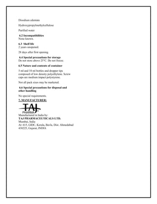 Prednisolone acetate 1% eye drops suspension smpc taj pharmaceuticals | PDF