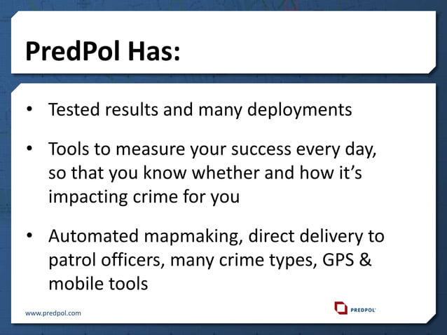 PredPol: How Predictive Policing Works | PPTX | Crime & Harmful Acts to ...