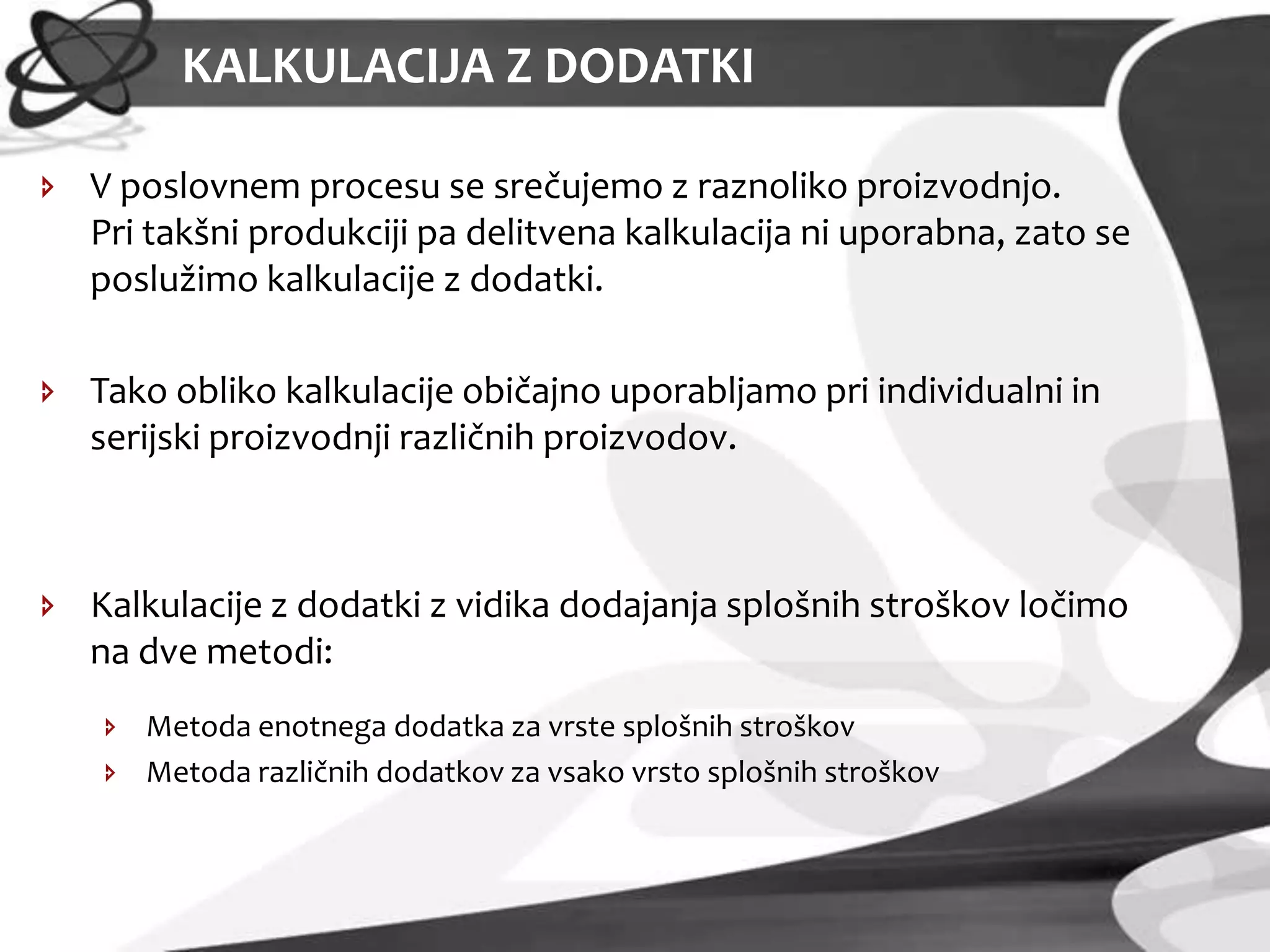 Predkalkulacije in Kalkulacije | PPTX