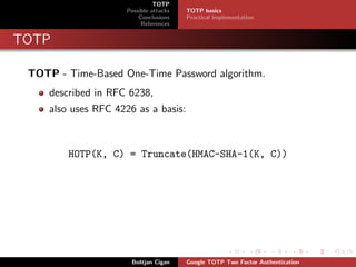 Google Authenticator, possible attacks and prevention | PDF | Information and Network Security ...