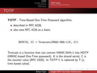 Google Authenticator, possible attacks and prevention | PDF ...