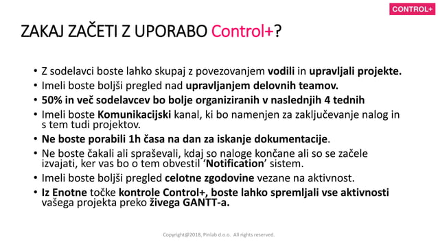 Predstavitev Control+ new intelligent management tool with live Gantt ...