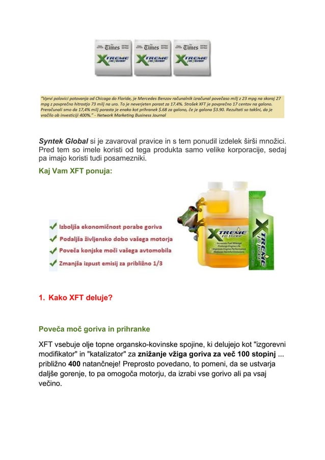 Predstavitev Syntek Globala ter Xtreme Fuel Treatment | PDF