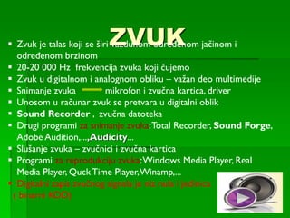 Predstavljanje zvuka u računaru | PPT