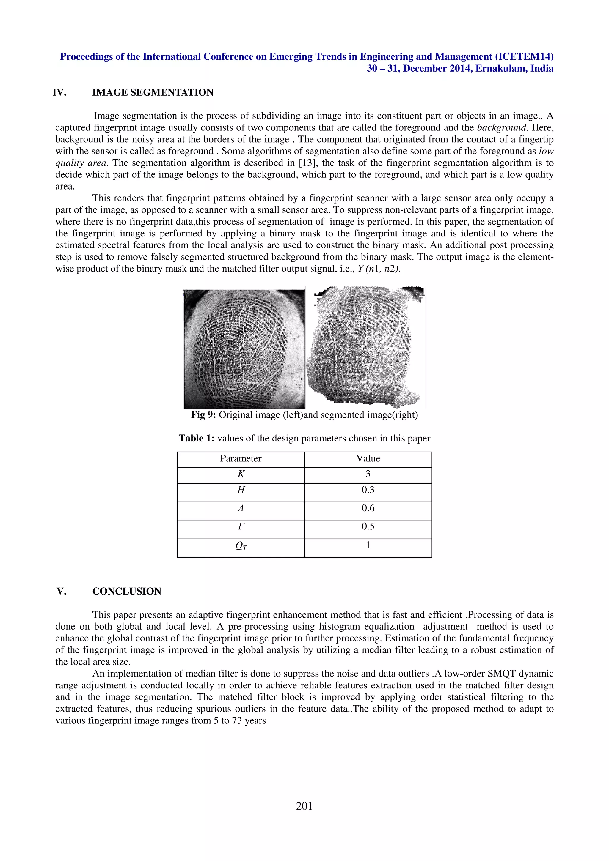 Pre emphasis on data for an adaptive fingerprint image enhancement | PDF